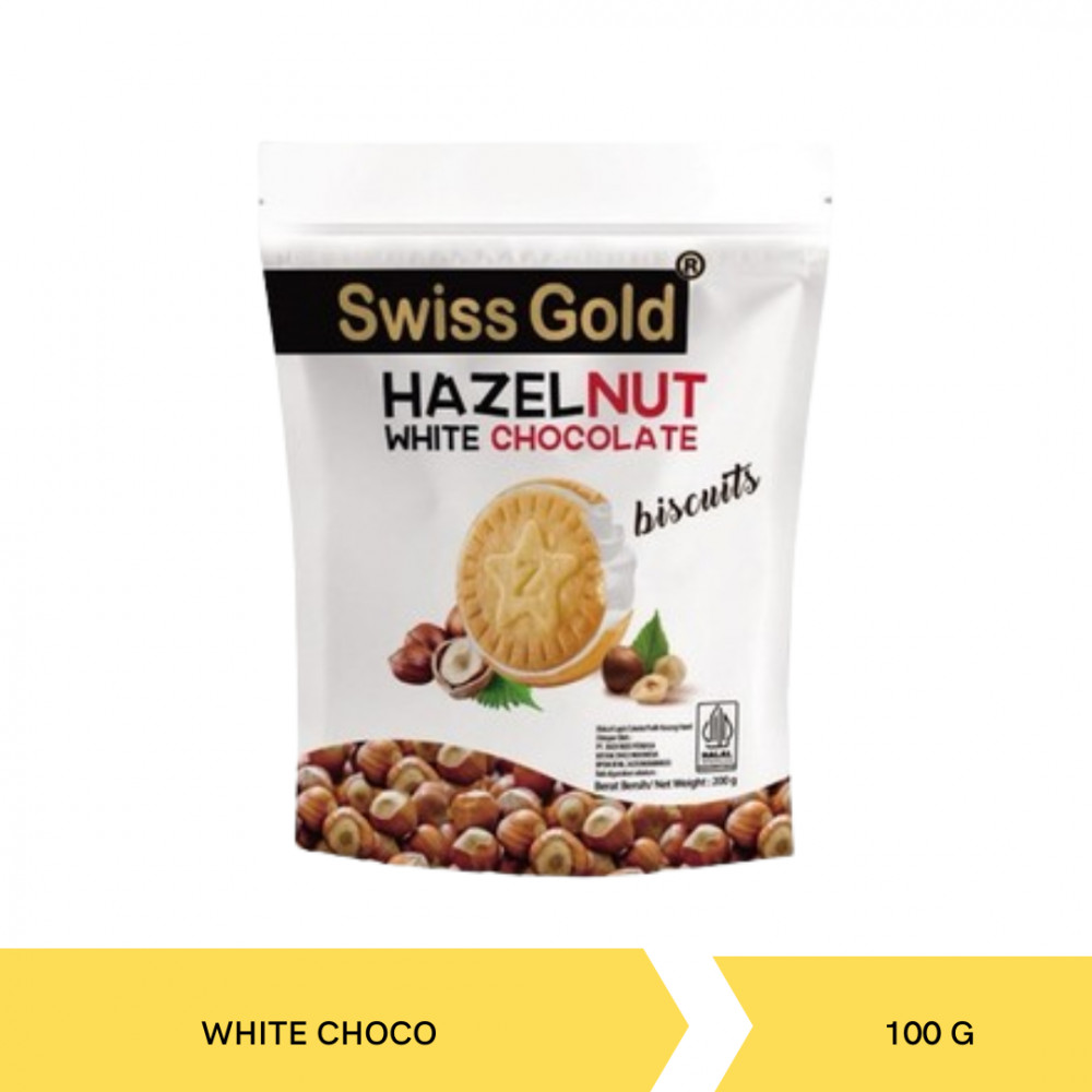 Mega Swalayan - SWISS GOLD BISCUIT HAZEL WHITE CHOCO 100G X 48