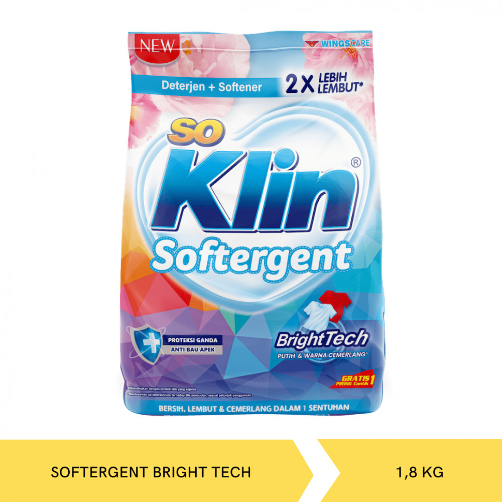 Mega Swalayan - SOKLIN SOFTERGENT BRIGHT TECH 1.8KG X 6
