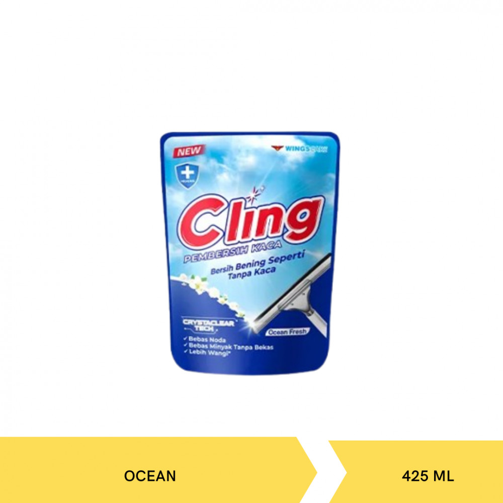 Mega Swalayan - CLING GLASS CLEANER OCEAN POUCH 400ML X 12