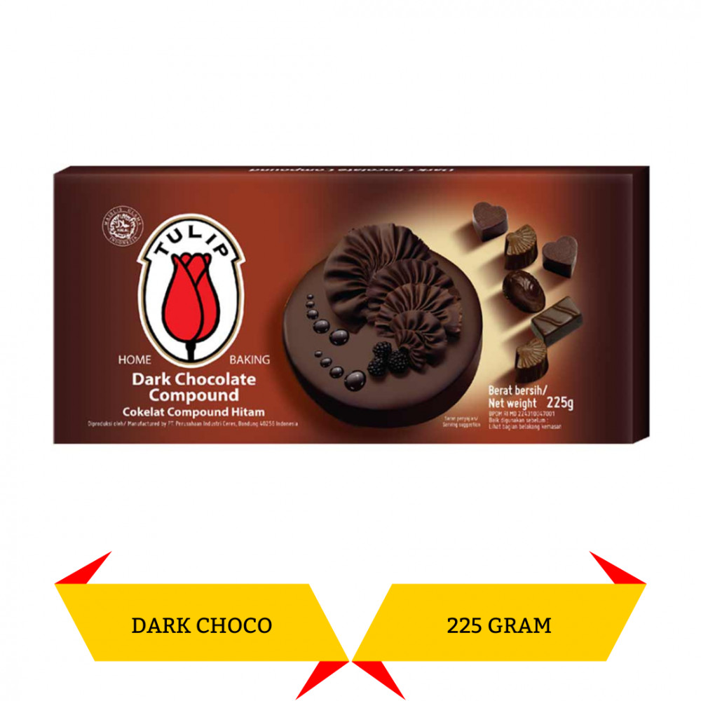 Mega Swalayan - TULIP COMPOUND DARK CHOCO 225G X 24