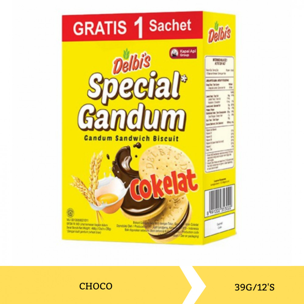 Mega Swalayan - DELBI`S SPECIAL GANDUM CHOCO 39G/12S X 6- DNR