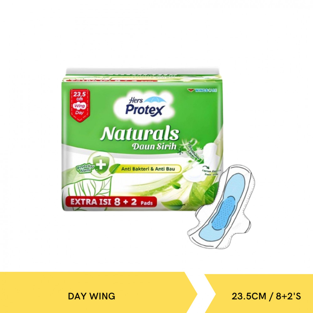 Mega Swalayan - HERS PROTEX NAT DAUN SIRIH DAY WING 23.5CM/8+2`S