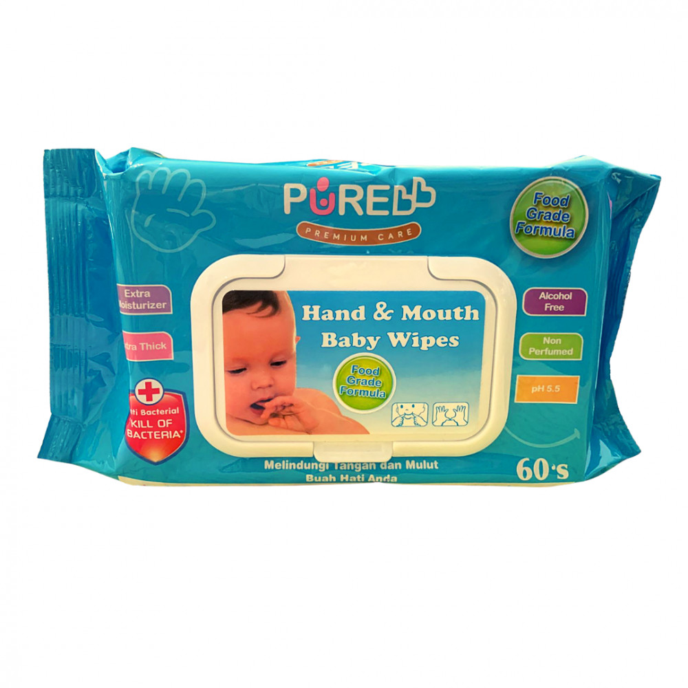 Mega Swalayan - PUREBABY HAND&MOUTH BABY WIPES ALOEVERA 60`S