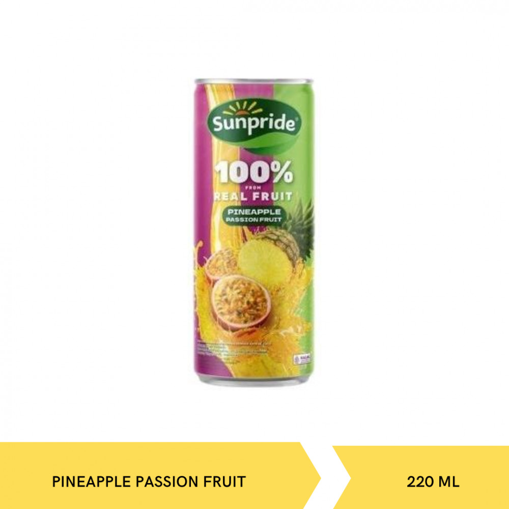 Mega Swalayan - SUNPRIDE REAL FRUIT PINEAPPLE PASSION FRUIT TIN 220MLX12