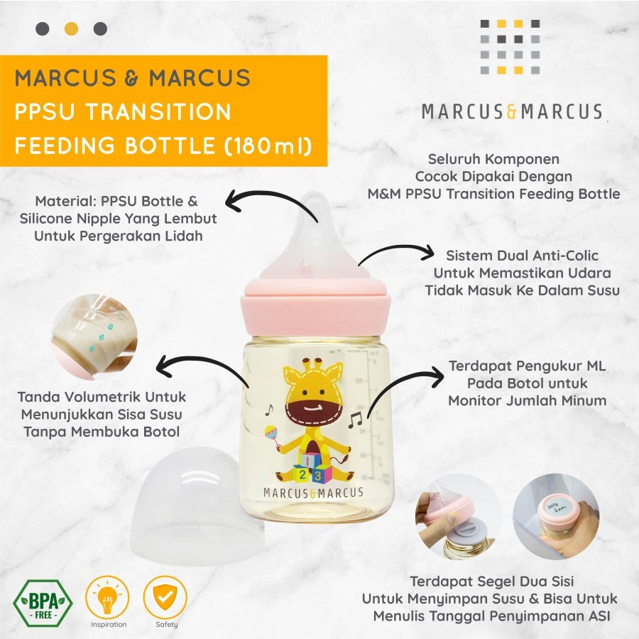 Tododo - MARCUS & MARCUS PPSU TRANSITION FEEDING BOTTLE 180ML OLLIE