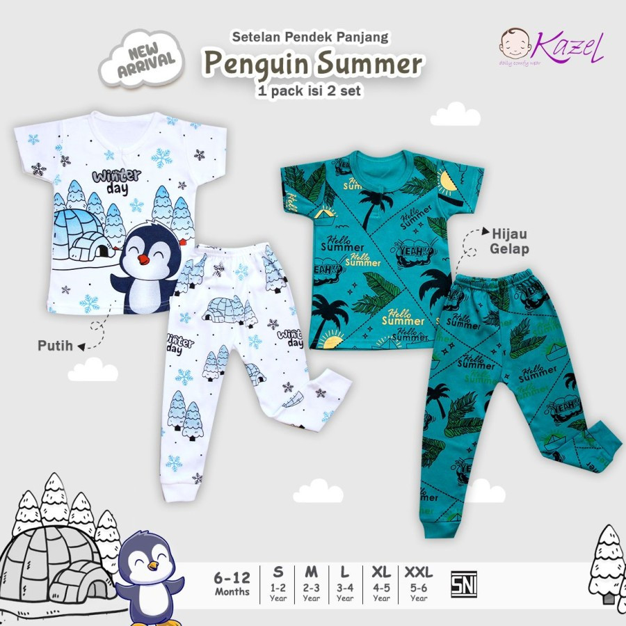 Tododo - KAZEL SETELAN PENDEK PANJANG 2PCS L PENGUIN SUMMER