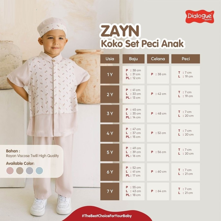Tododo - DIALOGUE ZAYN KOKO SET PECI ANAK 3Y DAR6044 ABU-ABU