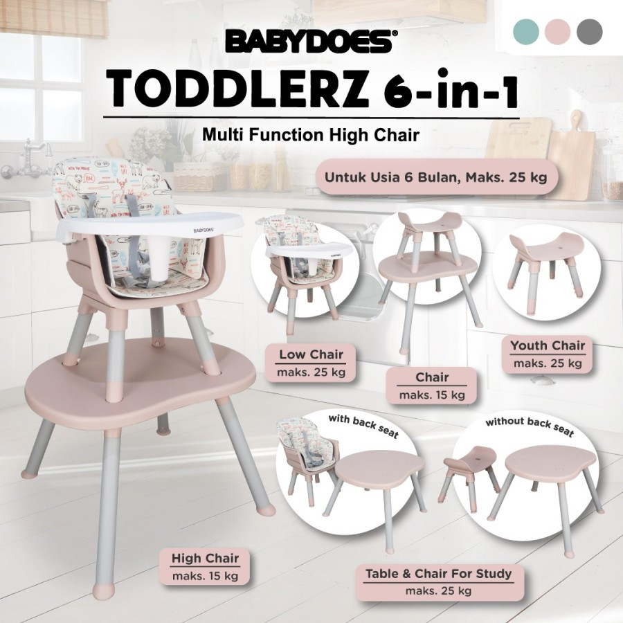 Tododo - BABYDOES HIGHCHAIR TODDLER 6IN1 BEIGE 23030