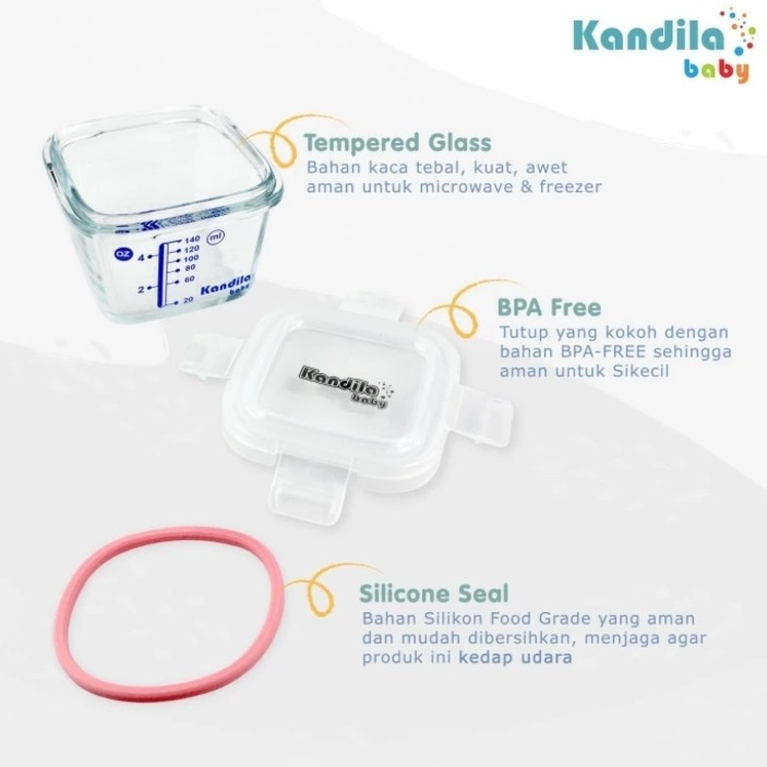 Tododo - BABY PRINTED GLASS FOOD CONTAINER 140ML KDL 027-B1